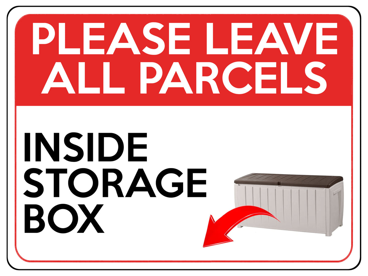 S066 Please Leave All Parcels Inside Storage Box Door Gate Sticker Vin ...