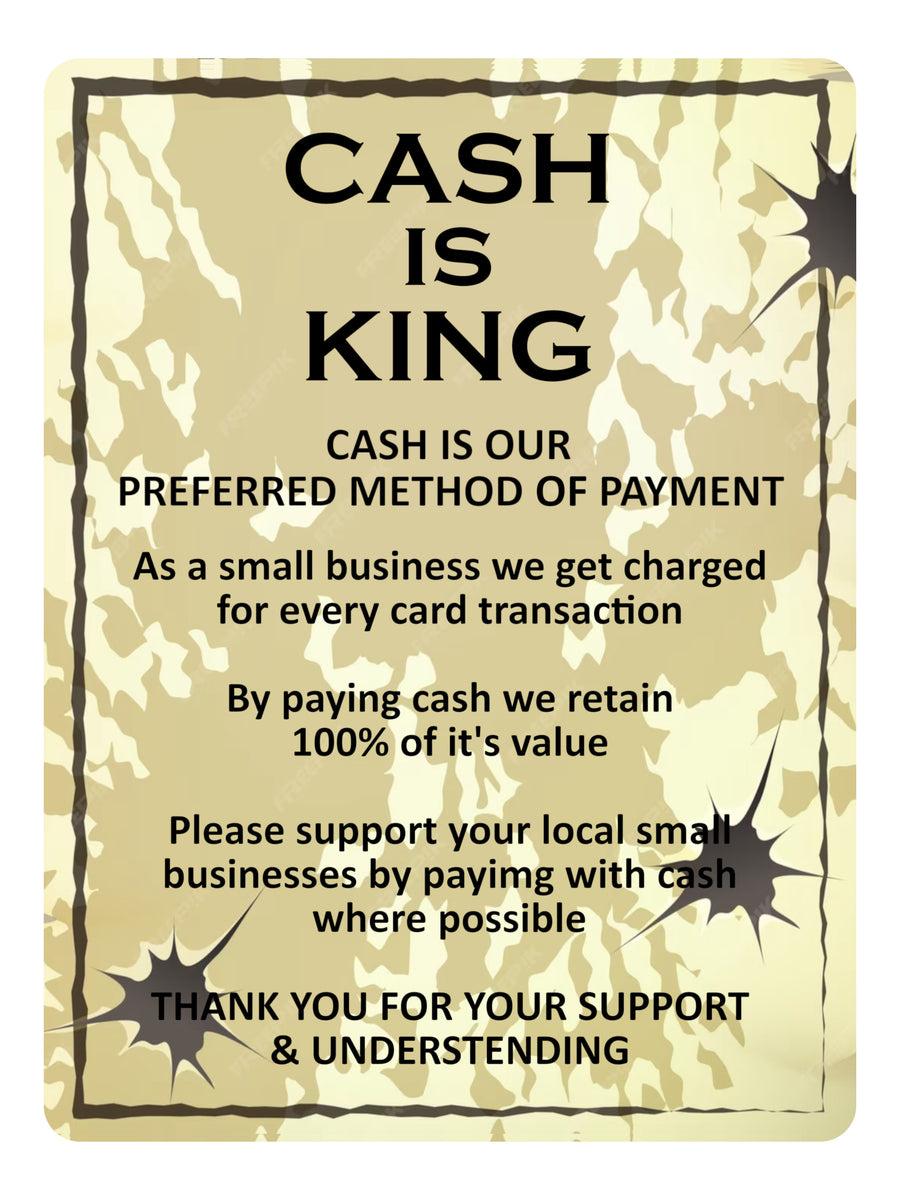 2167 KING OF CASH Preferred Method Of Payment Metal Aluminium Plaque S ...
