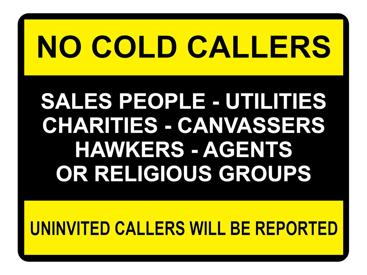 S055 NO COLD CALLERS Sales People Door Gate House Office Sticker Vinyl ...