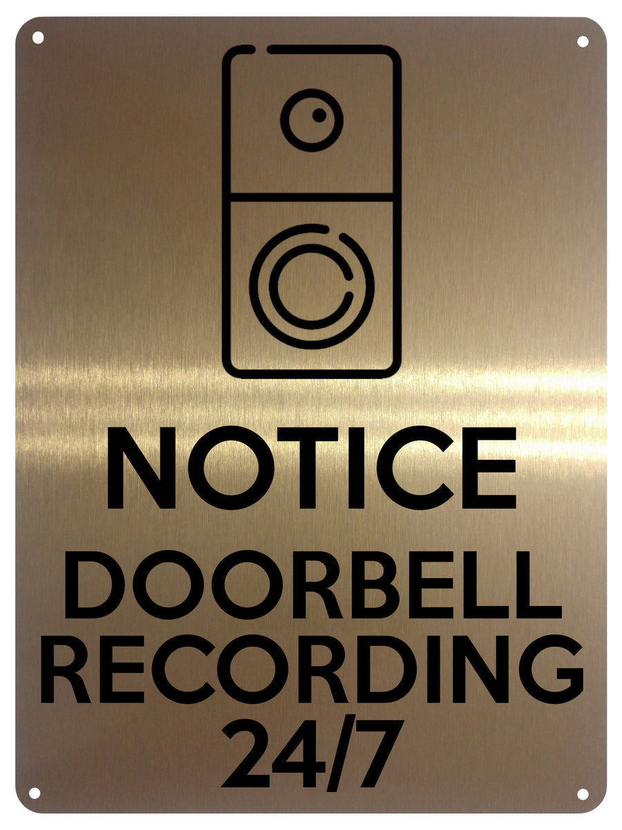 UV393 NOTICE DOORBELL RECORDING 24/7 Door Metal Aluminium Plaque Sign ...