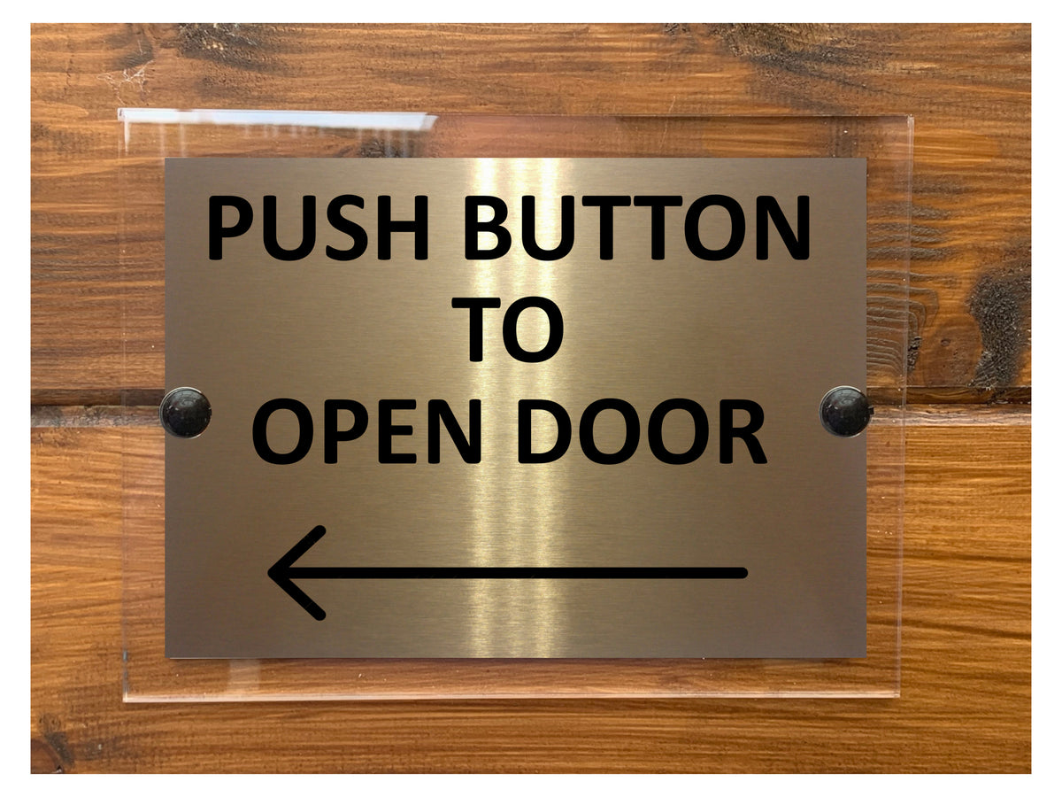 M089 Push Button To Open Door Arrow Direction Left Aluminium Acrylic P ...