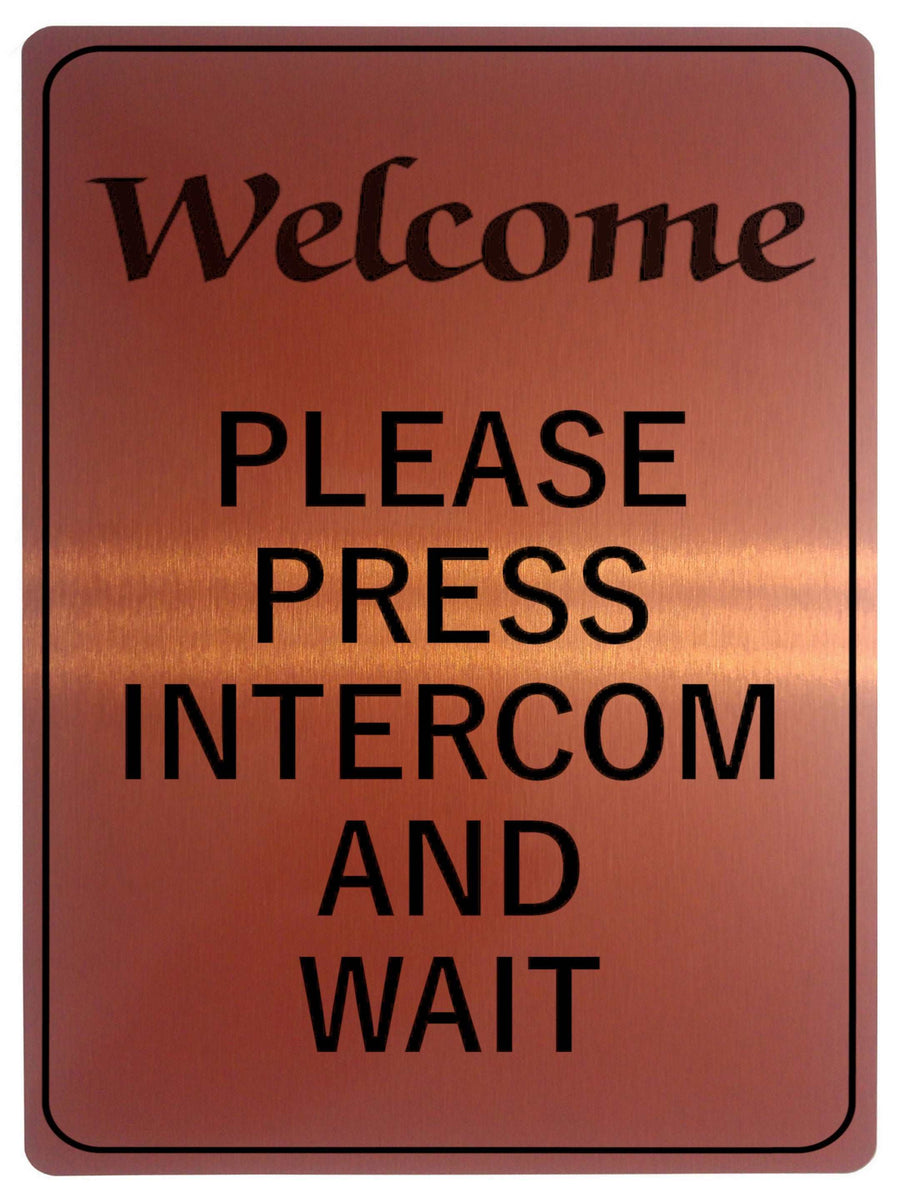 1151 WELCOME PLEASE PRESS INTERCOM AND WAIT Metal Aluminium Plaque Sig ...