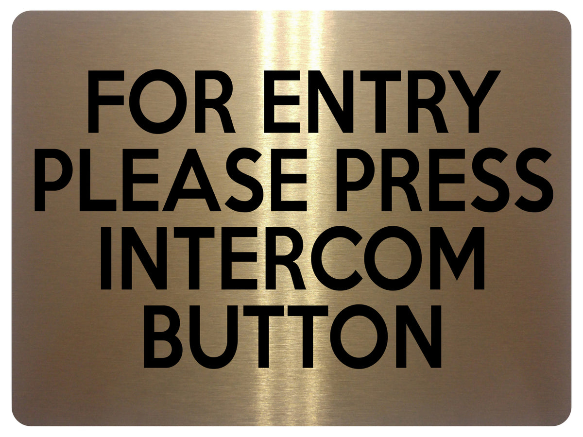 1939 FOR ENTRY PLEASE PRESS INTERCOM BUTTON Door Metal Aluminium Plaqu ...