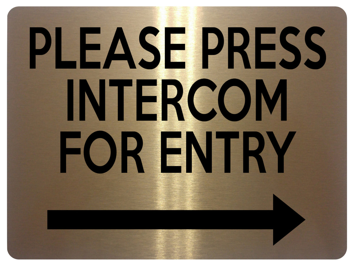 1904 PLEASE PRESS INTERCOM FOR ENTRY Door Gate Right Metal Aluminium P ...