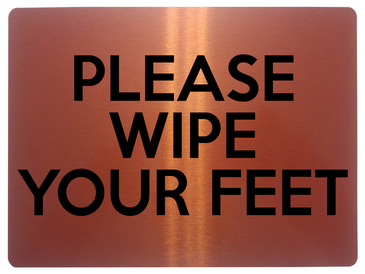 1538 PLEASE WIPE YOUR FEET Metal Aluminium Plaque Sign Door House Offi ...