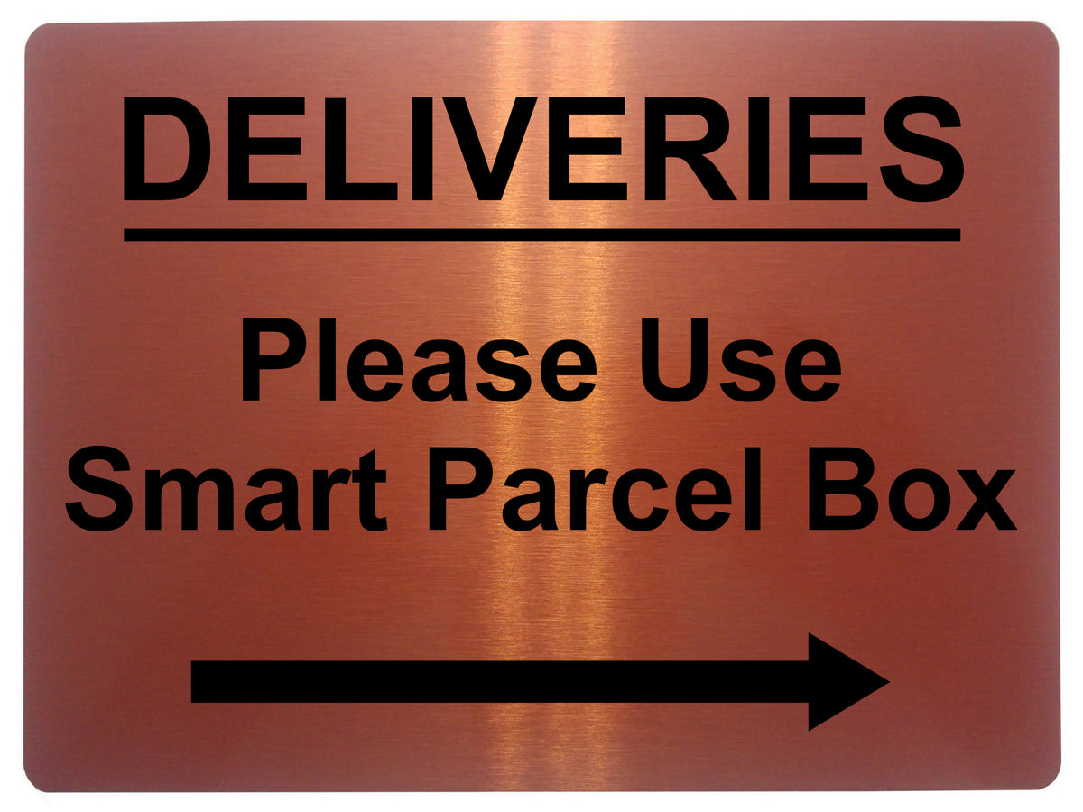 1603 DELIVERIES Please Use Smart Parcel Box --> Metal Aluminium Plaque ...