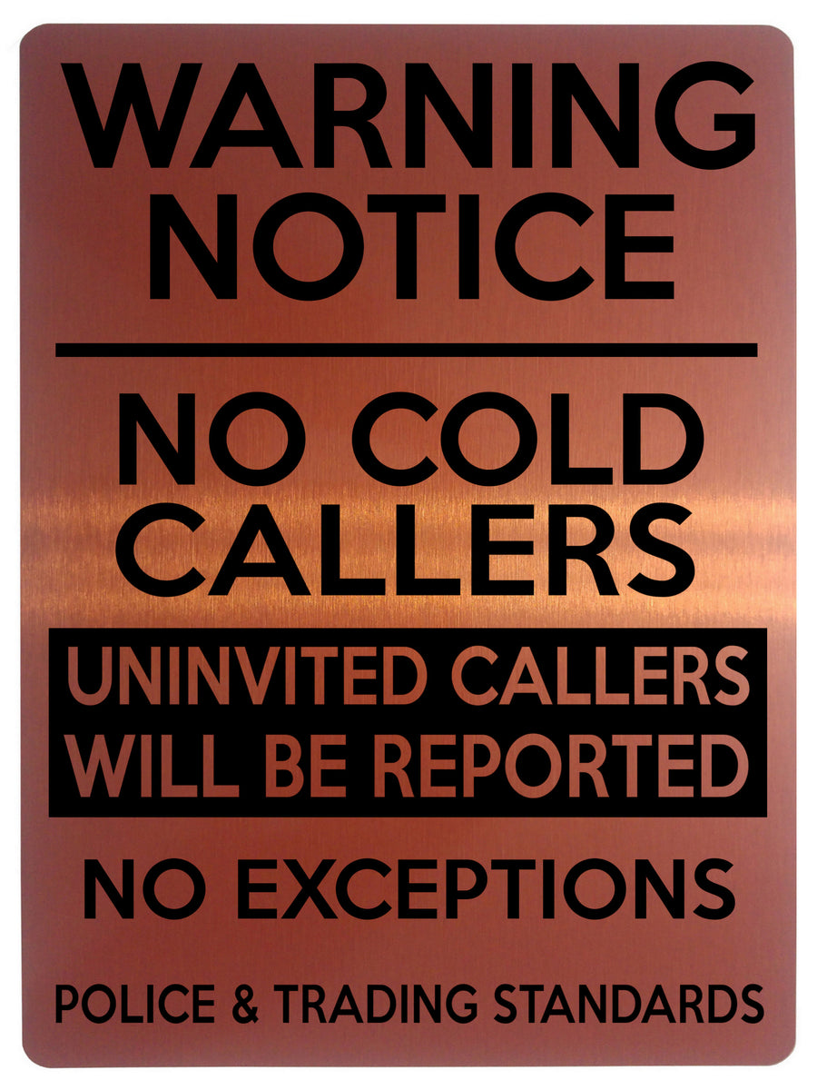 1557 WARNING NOTICE NO COLD CALLERS Metal Aluminium Plaque Sign Door G ...