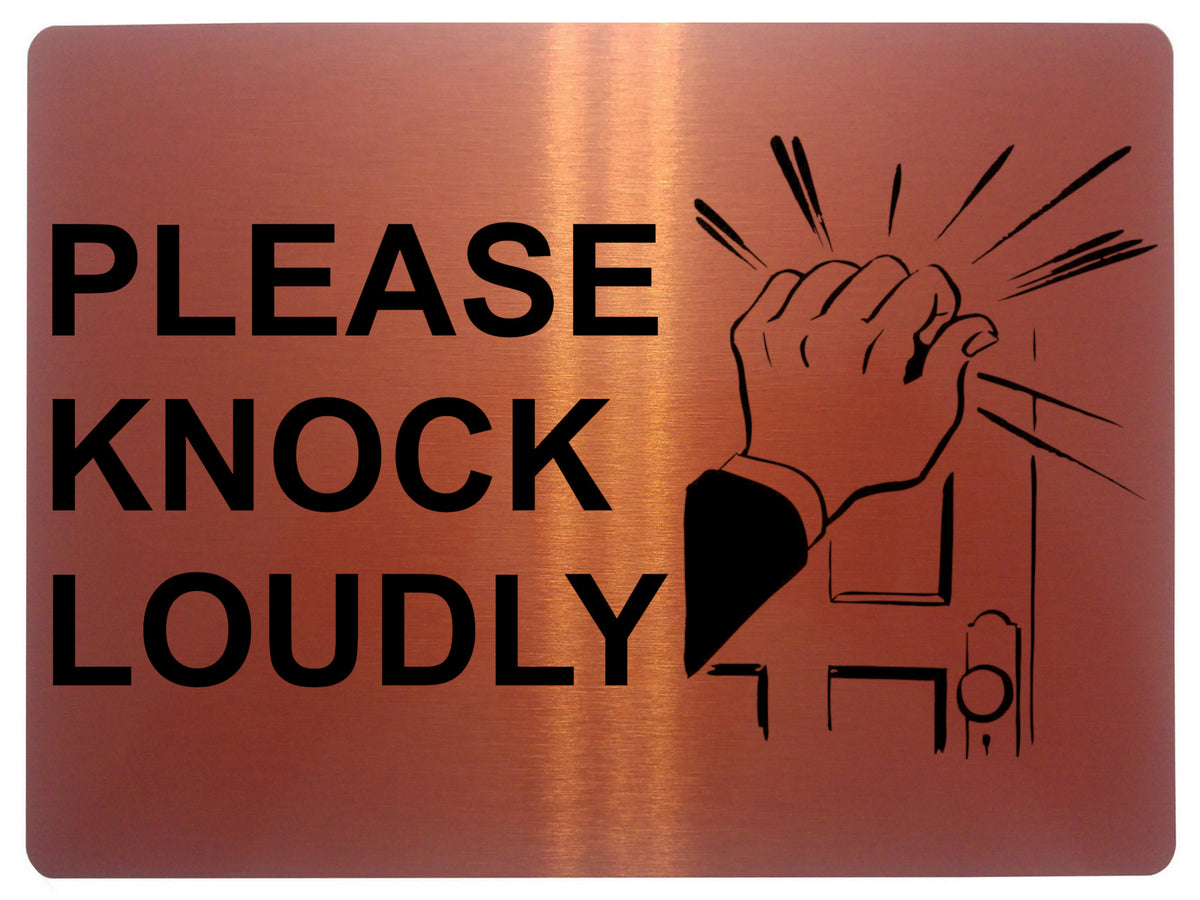 1582 PLEASE KNOCK LOUDLY Metal Aluminium Plaque Sign House Office Door ...