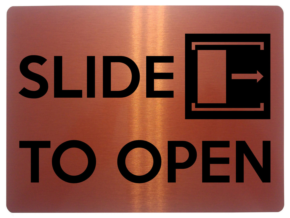 1543 SLIDE TO OPEN Direction Right Metal Aluminium Plaque Sign House D ...
