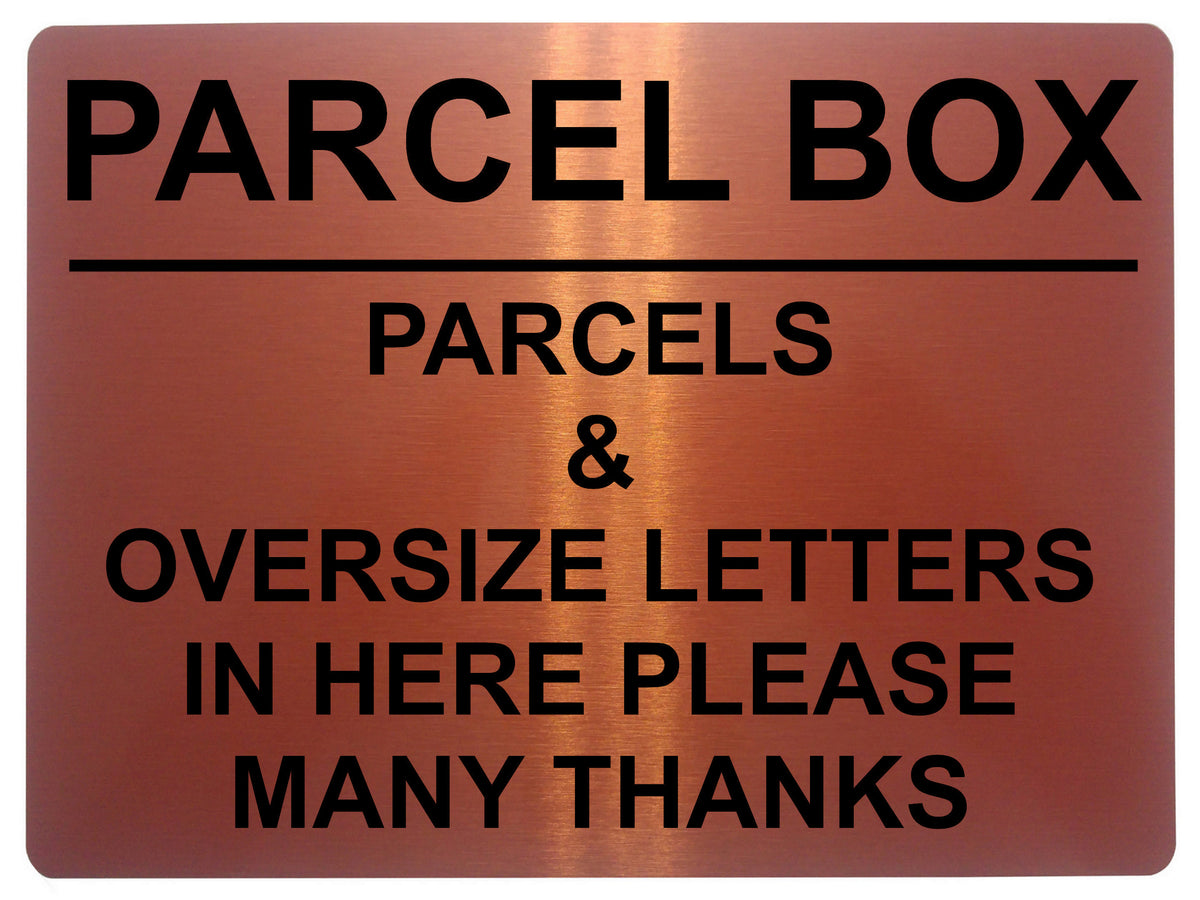 1516 PARCEL BOX PARCELS & OVERSIZE LETTERS IN HERE Metal Aluminium Pla ...
