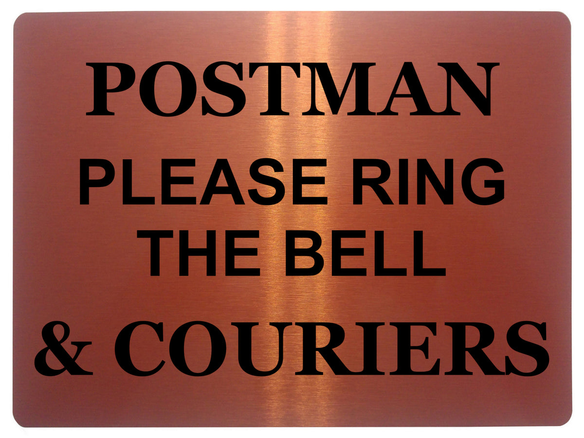 AL030 POSTMAN & COURIERS PLEASE RING BELL Digital Metal Aluminium Plaq ...