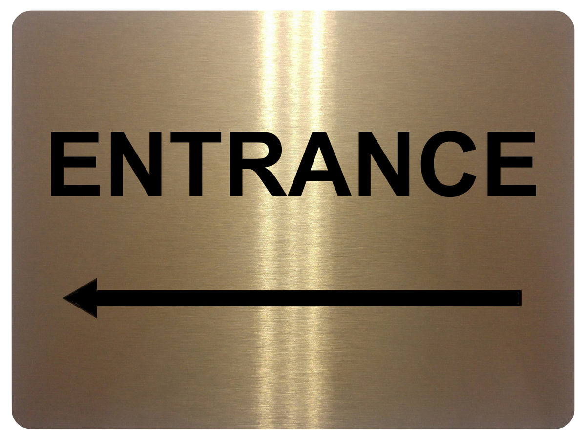 1496 ENTRANCE Arrow Left Safety Traffic Metal Aluminium Plaque Sign Do ...
