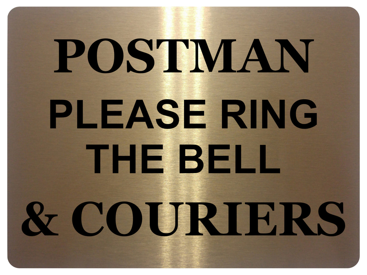 AL030 POSTMAN & COURIERS PLEASE RING BELL Digital Metal Aluminium Plaq ...
