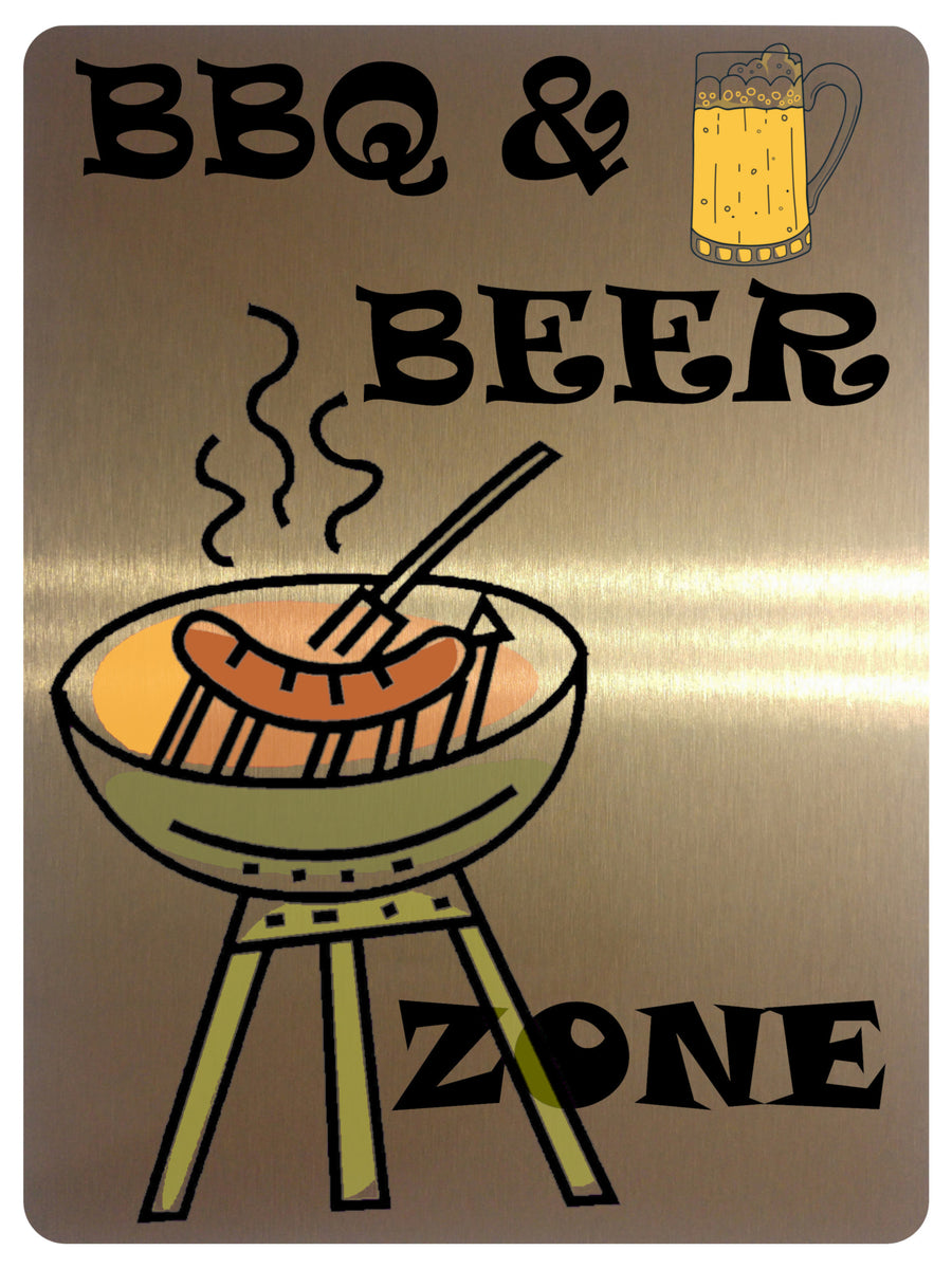 883 BBQ & BEER ZONE Metal Aluminium Plaque Sign Door Gate House Bar Pu ...