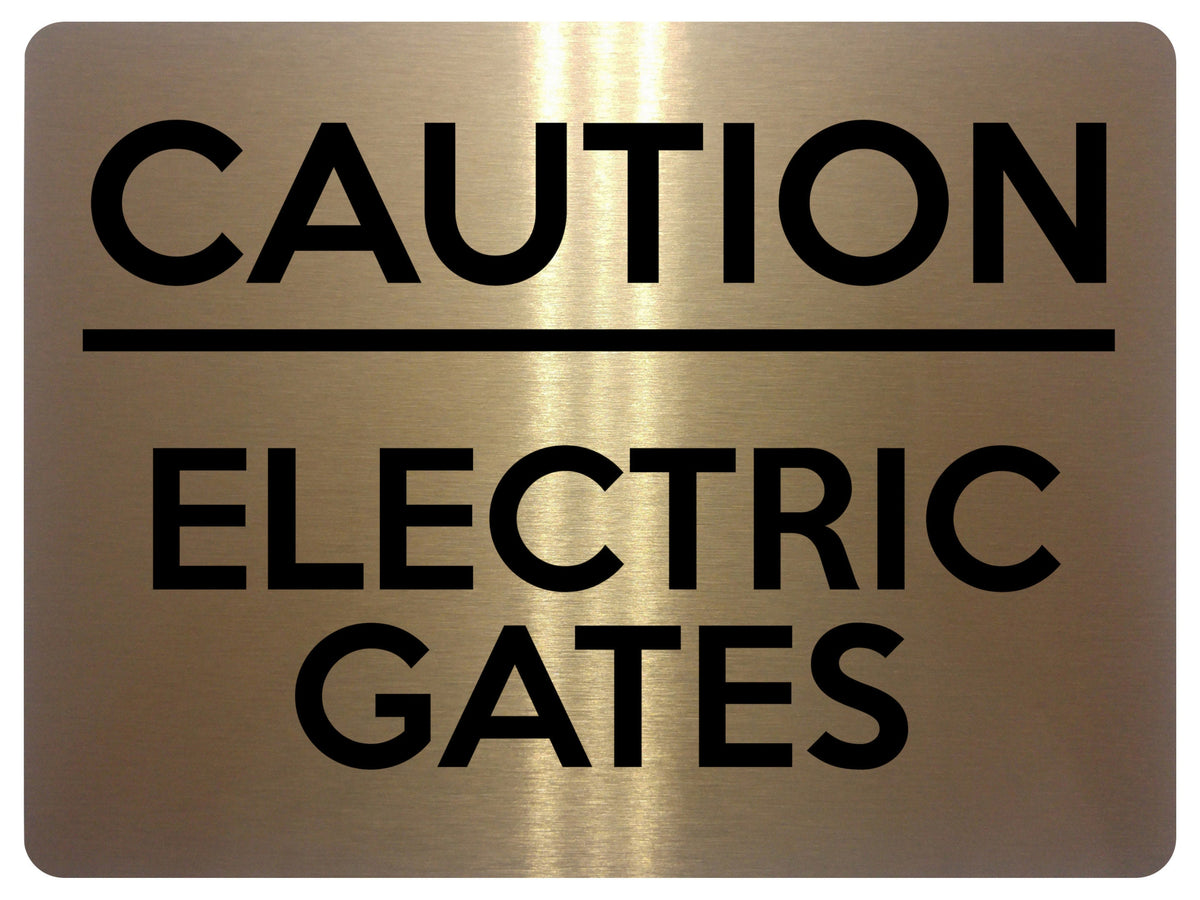 1965 CAUTION ELECTRIC GATES House Garden Door Metal Aluminium Plaque S ...