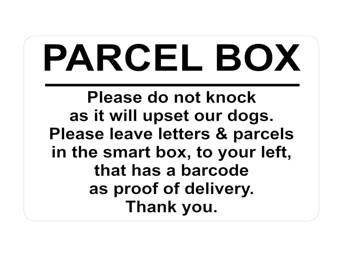 P065 PARCEL BOX Please Do not Knock Smart Box Plastic PVC Plaque Sign ...