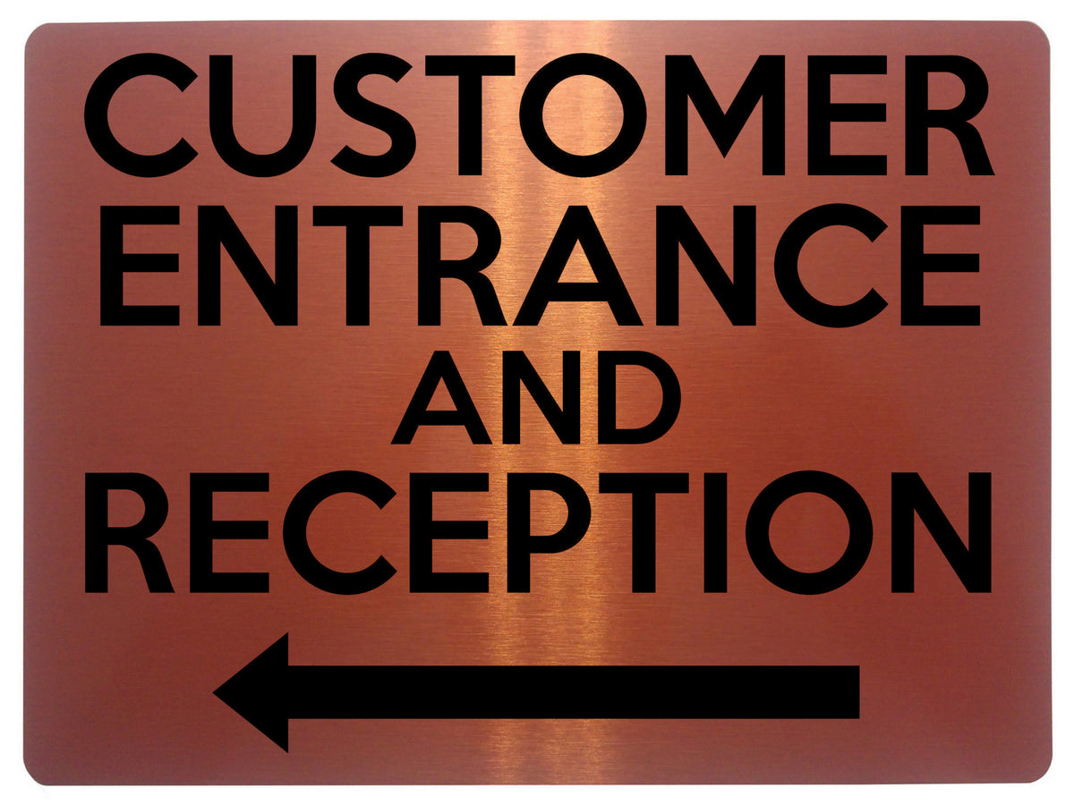 1825 CUSTOMER ENTRANCE AND RECEPTION Arrow Left Metal Aluminium Plaque ...