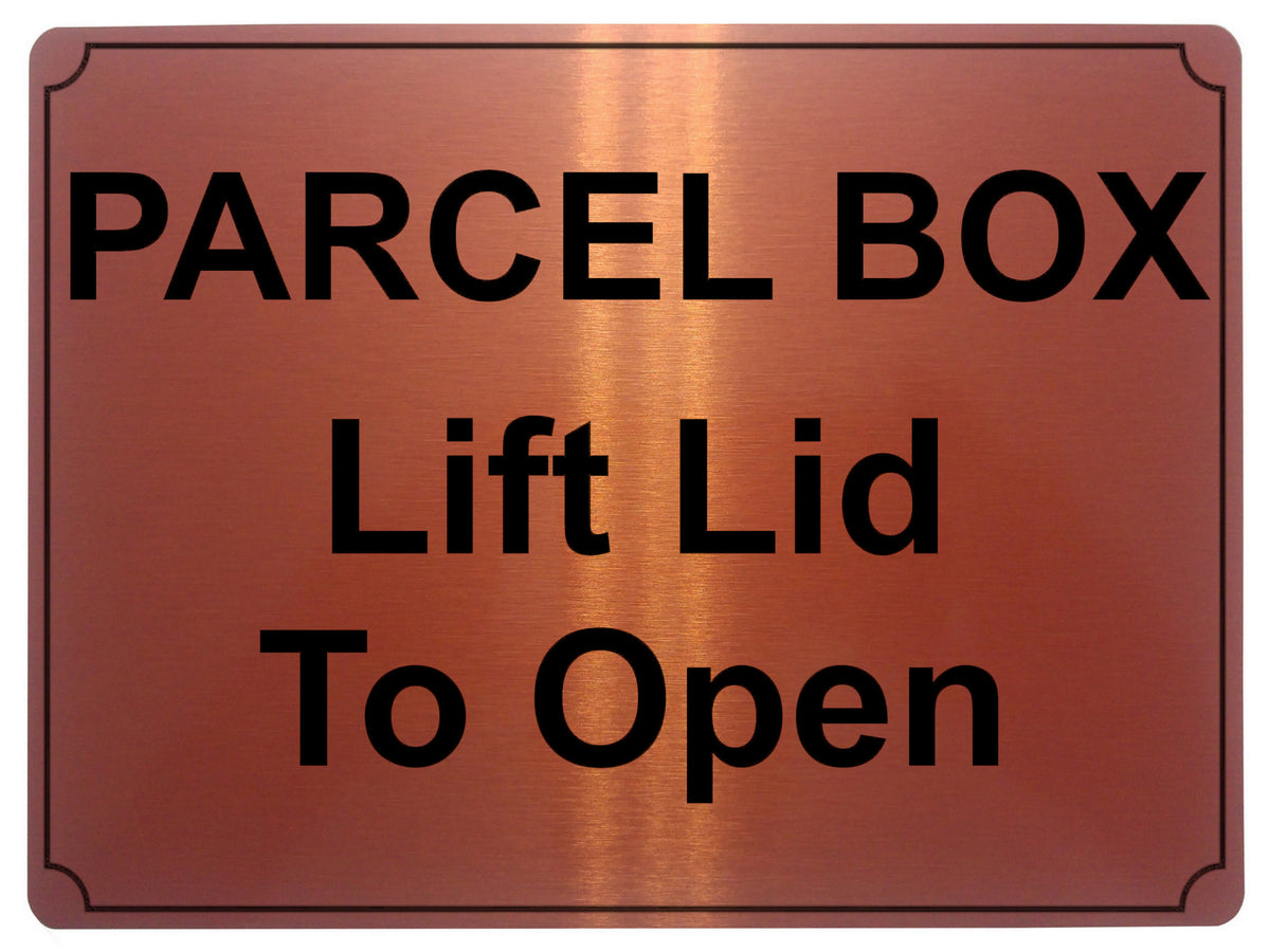 622 PARCEL BOX Lift Lid To Open Metal Aluminium Plaque Sign Door House ...
