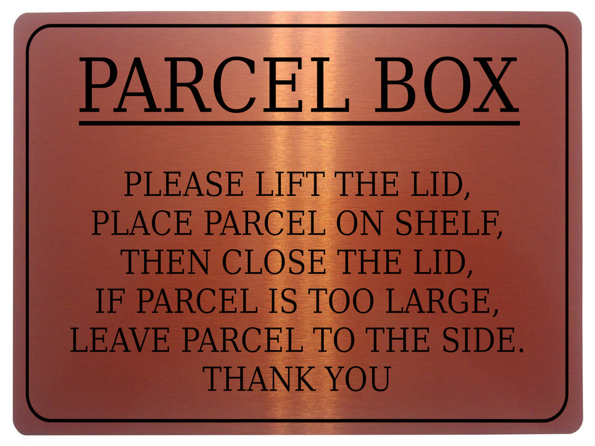 620 PARCEL BOX LIFT THE LID Metal Aluminium Plaque Sign Door House Off ...