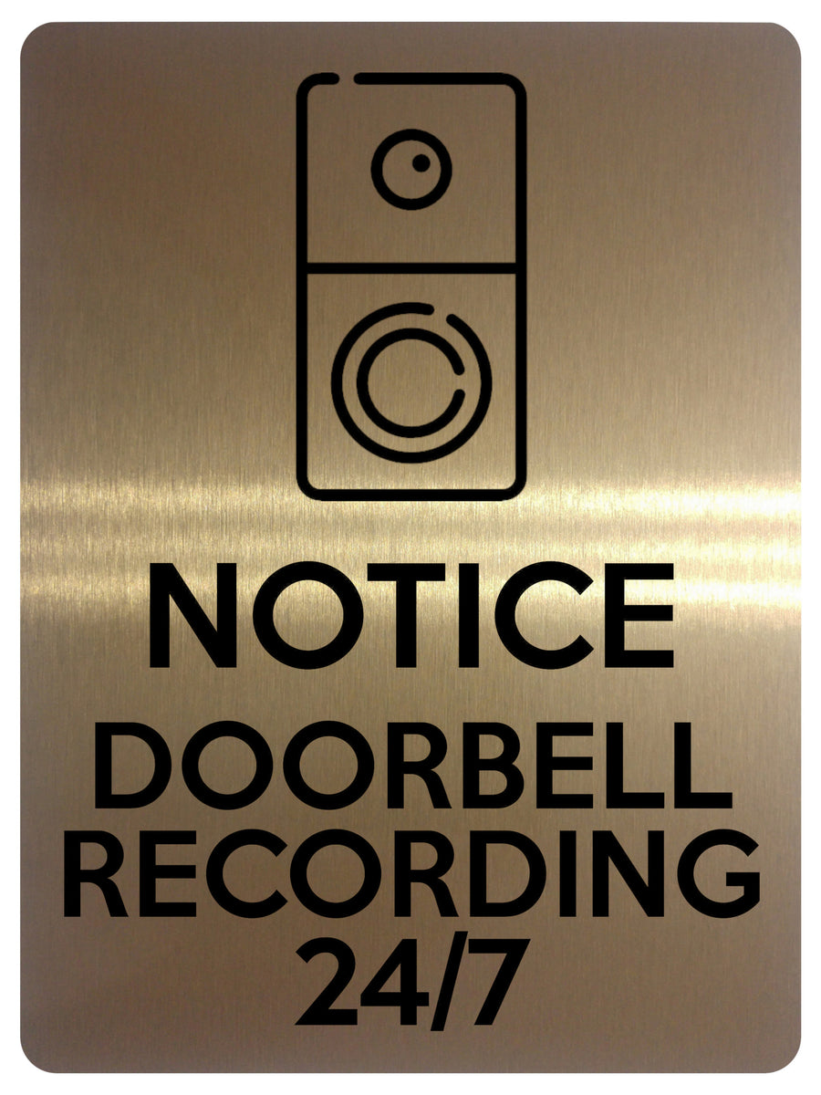 1878 NOTICE DOORBELL RECORDING 24/7 Door Gate Metal Aluminium Plaque S ...